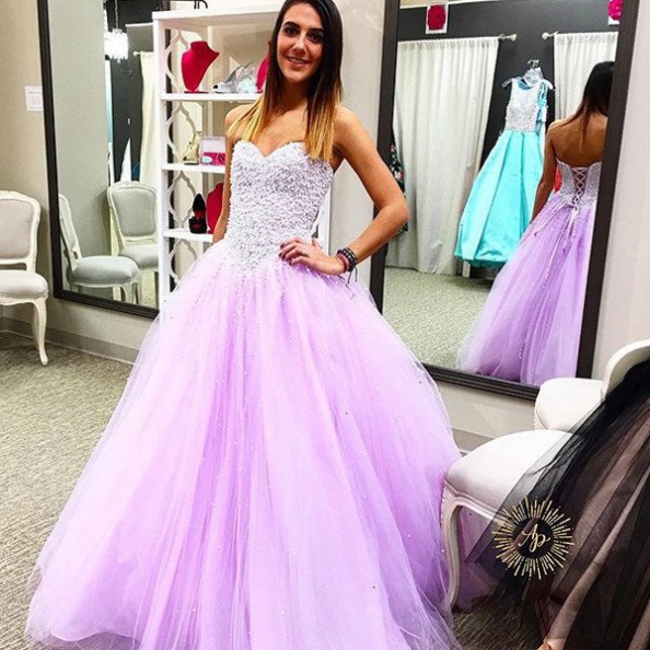 Lilac Prom Dresses 2017 Sleeveless Lace Up A-line Tulle #sku:100564 on ...